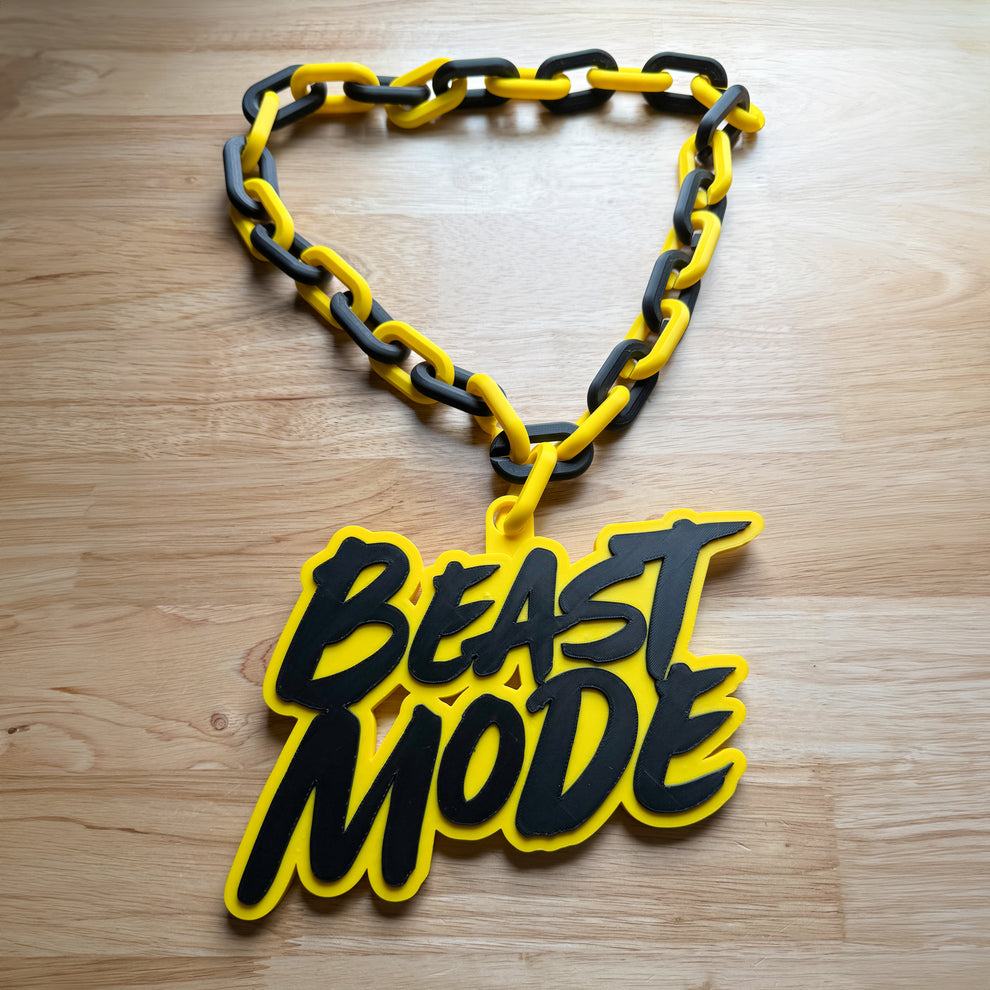 Beast Mode Fan Chain Pendant Necklace Turnover Hype Football Baseball ...